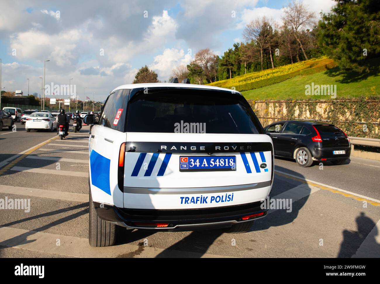 Turkish police patrol car Land Rover Range Rover L460 on highway Stock ...