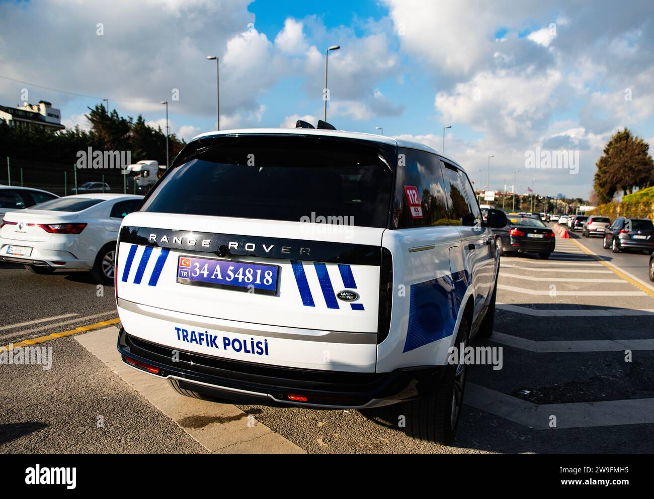 Turkish police patrol car Land Rover Range Rover L460 on highway Stock ...
