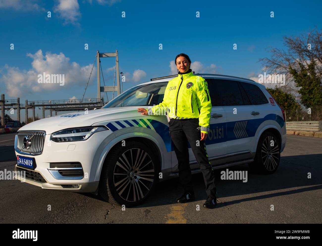Turkish police patrol car Volvo XC90 on highway Police check point ...