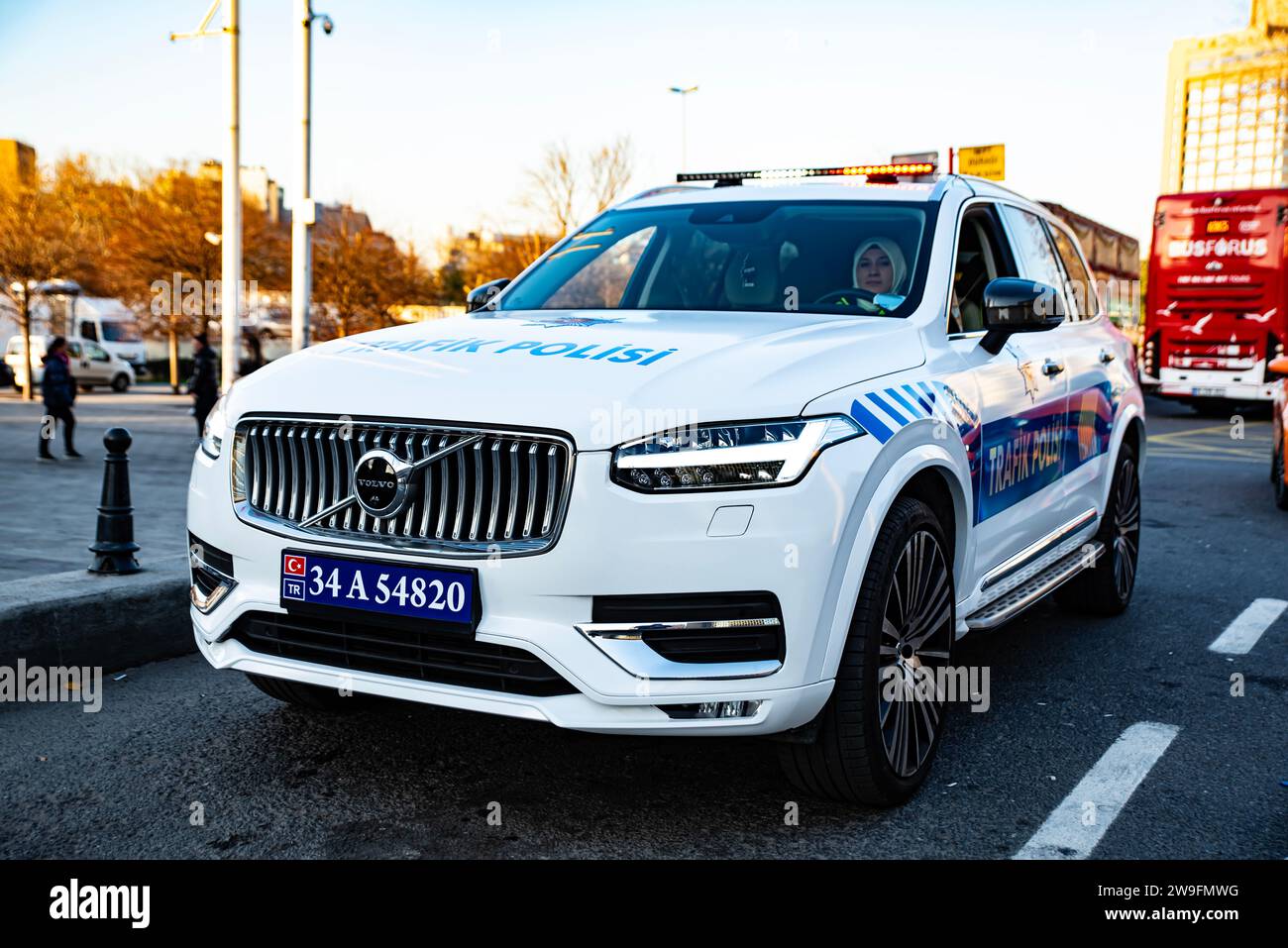 Turkish police patrol car Volvo XC90 on highway Police check point ...