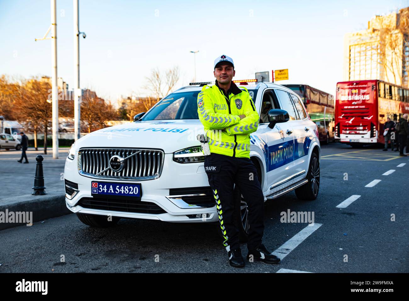 Turkish police patrol car Volvo XC90 on highway Police check point ...