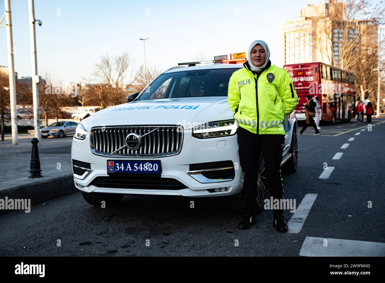 Turkish police patrol car Volvo XC90 on highway Police check point ...