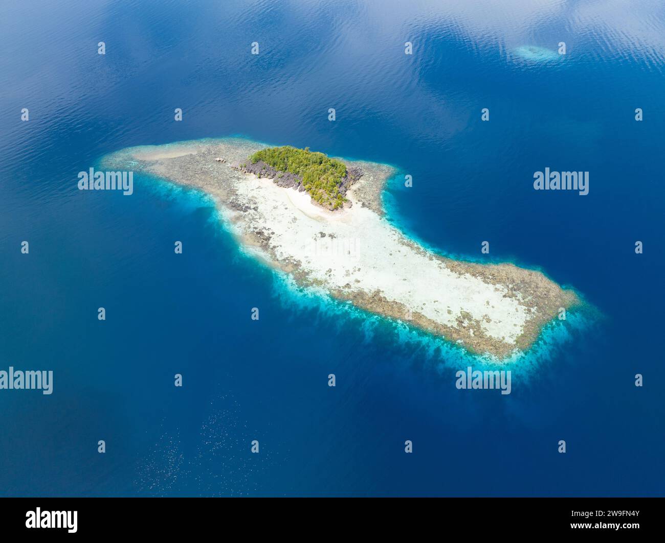 Limestone islands are fringed by beautiful reefs in Misool, Raja Ampat ...