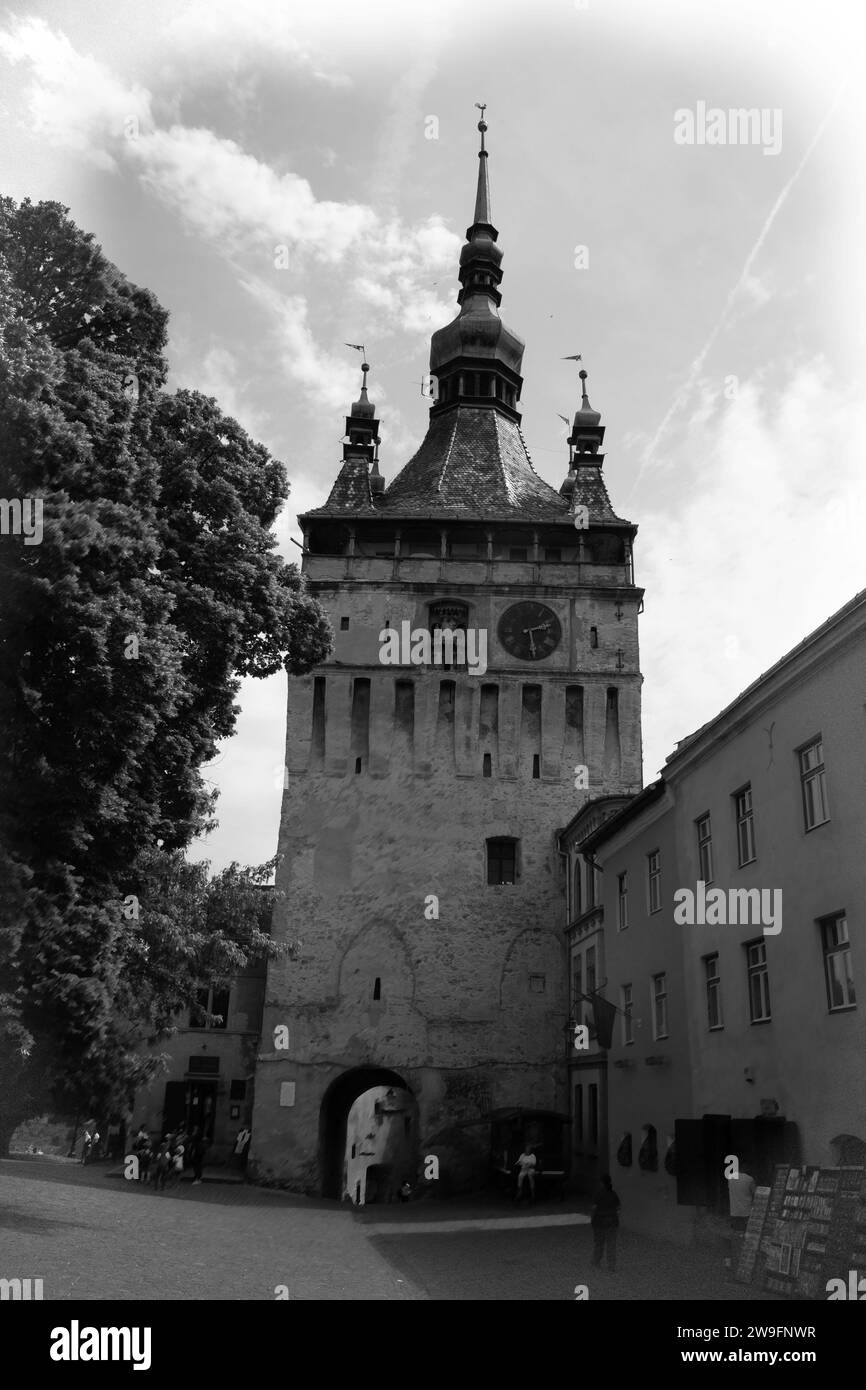 Clock tower entrance in Black and White Stock Photos & Images - Alamy