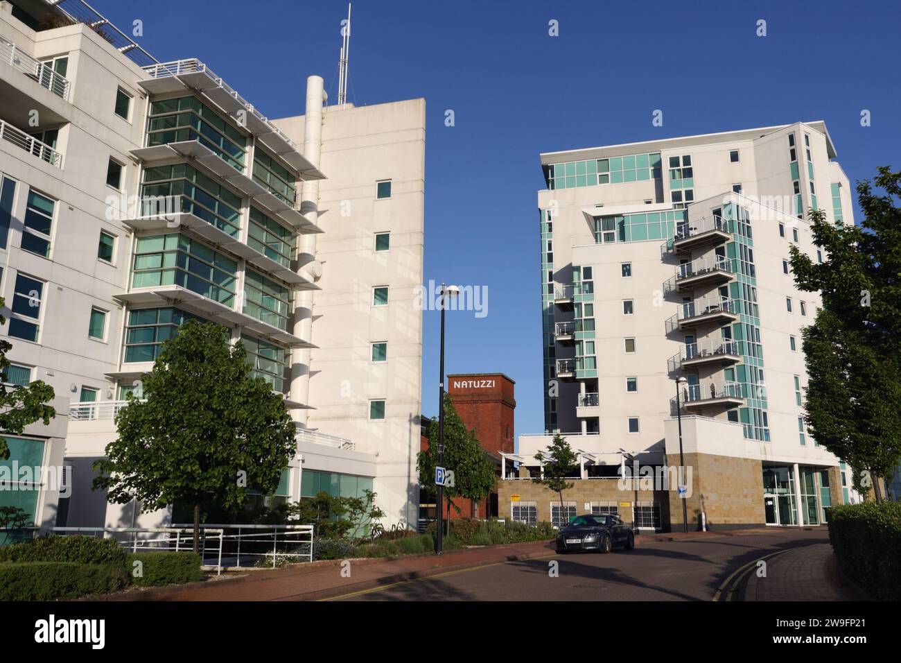 Modern apartment housing blocks in Cardiff Bay Wales UK residential ...