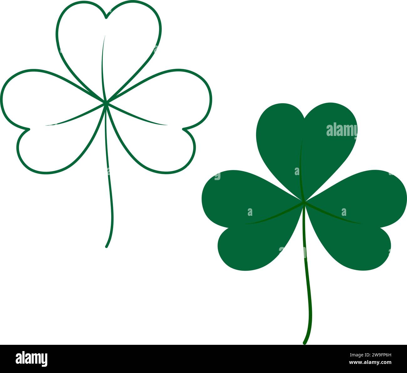 Contour and color drawn three leaf clover. Design element for icon ...