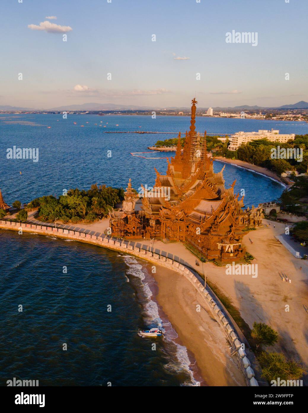 The Sanctuary of Truth wooden temple in Pattaya Thailand is a gigantic ...
