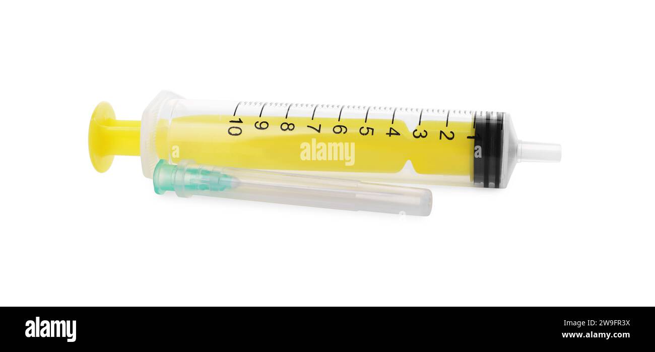 New medical syringe with needle isolated on white Stock Photo - Alamy
