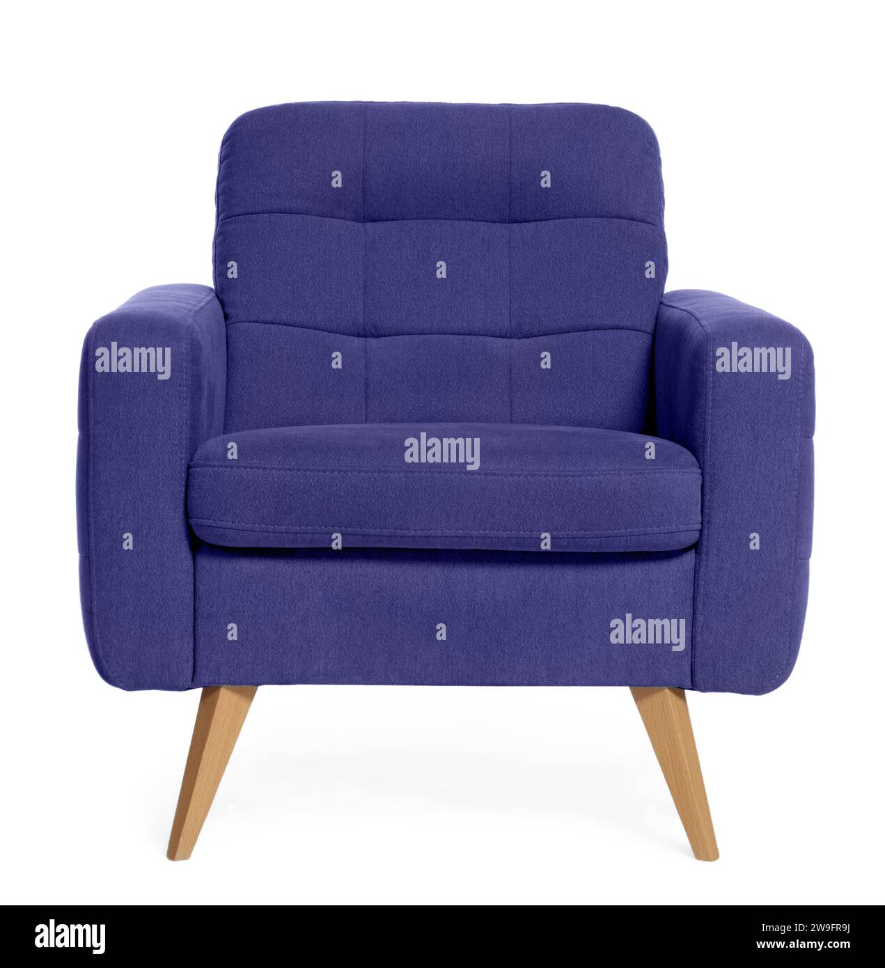 One comfortable indigo color armchair isolated on white Stock Photo - Alamy