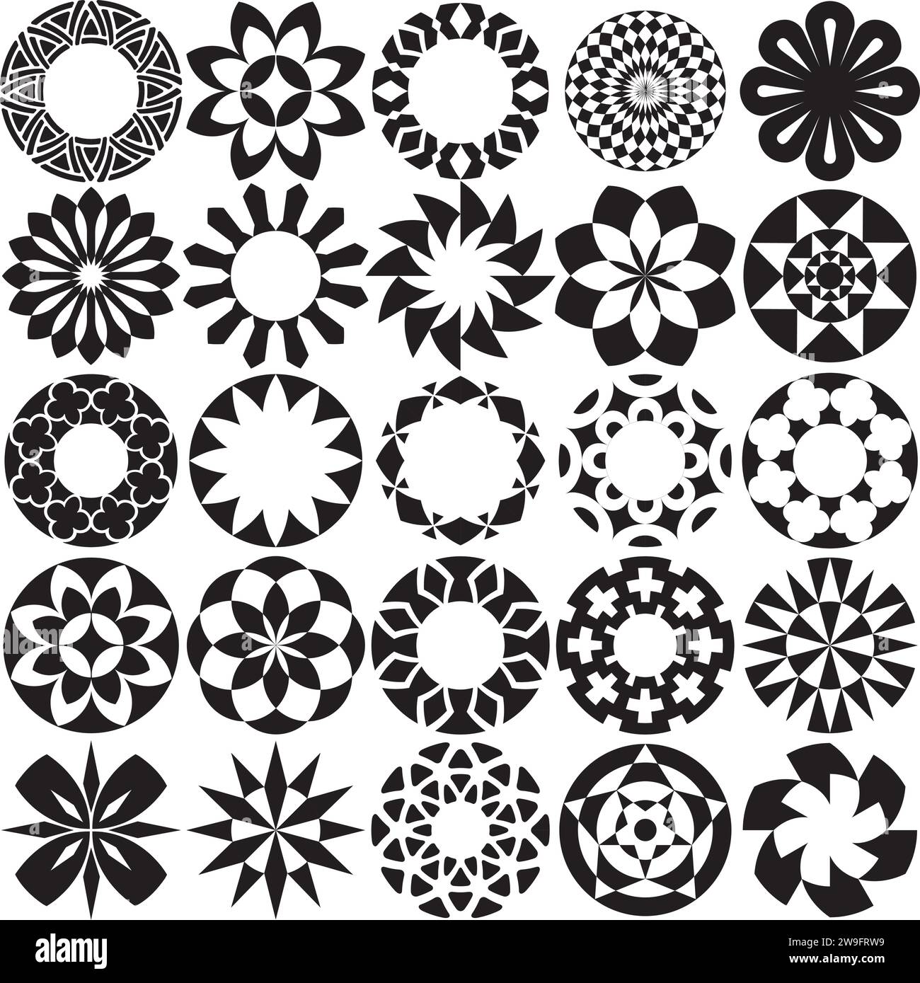 Collection of simple mandala icons. Ideal for logos and other ...