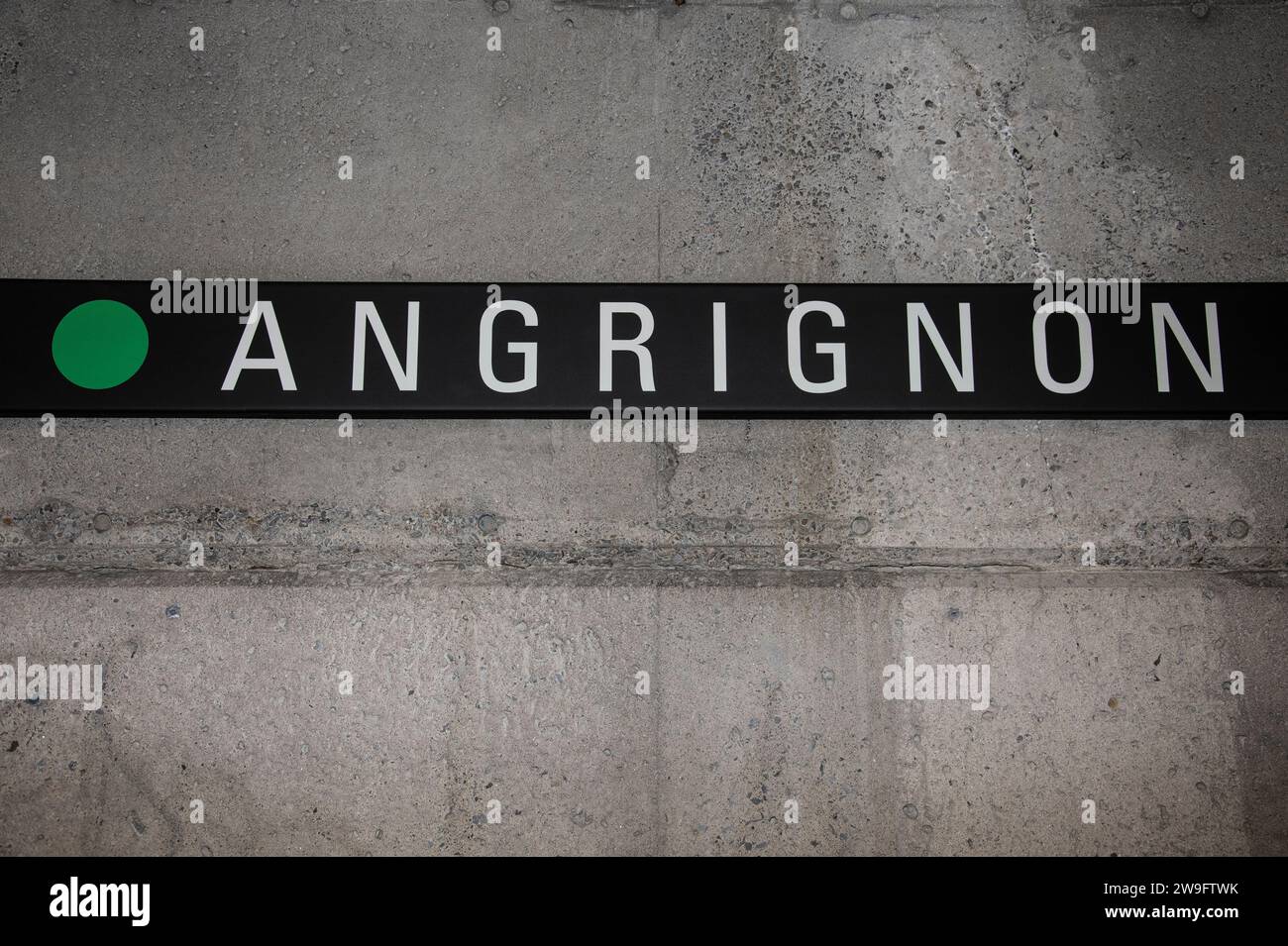Angrignon Metro station sign in Montreal, Quebec, Canada Stock Photo ...