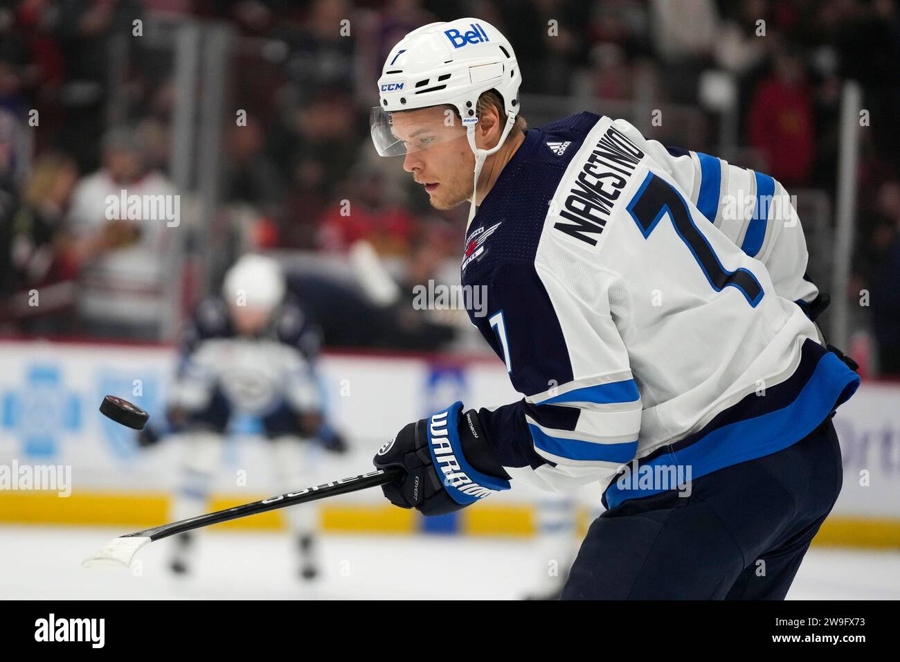 Winnipeg Jets center Vladislav Namestnikov warms up for the team's NHL ...