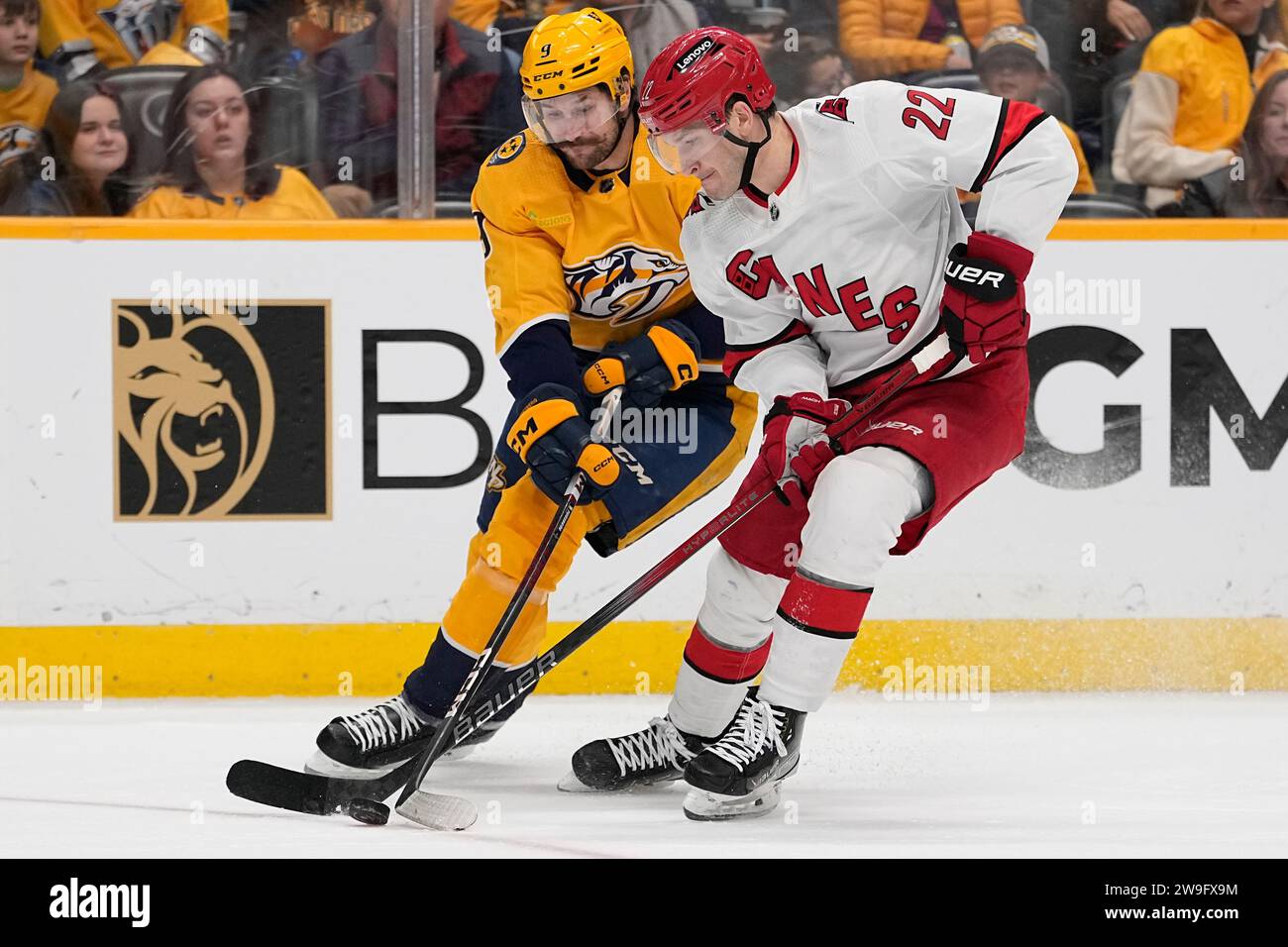 Nashville Predators left wing Filip Forsberg (9) and Carolina ...