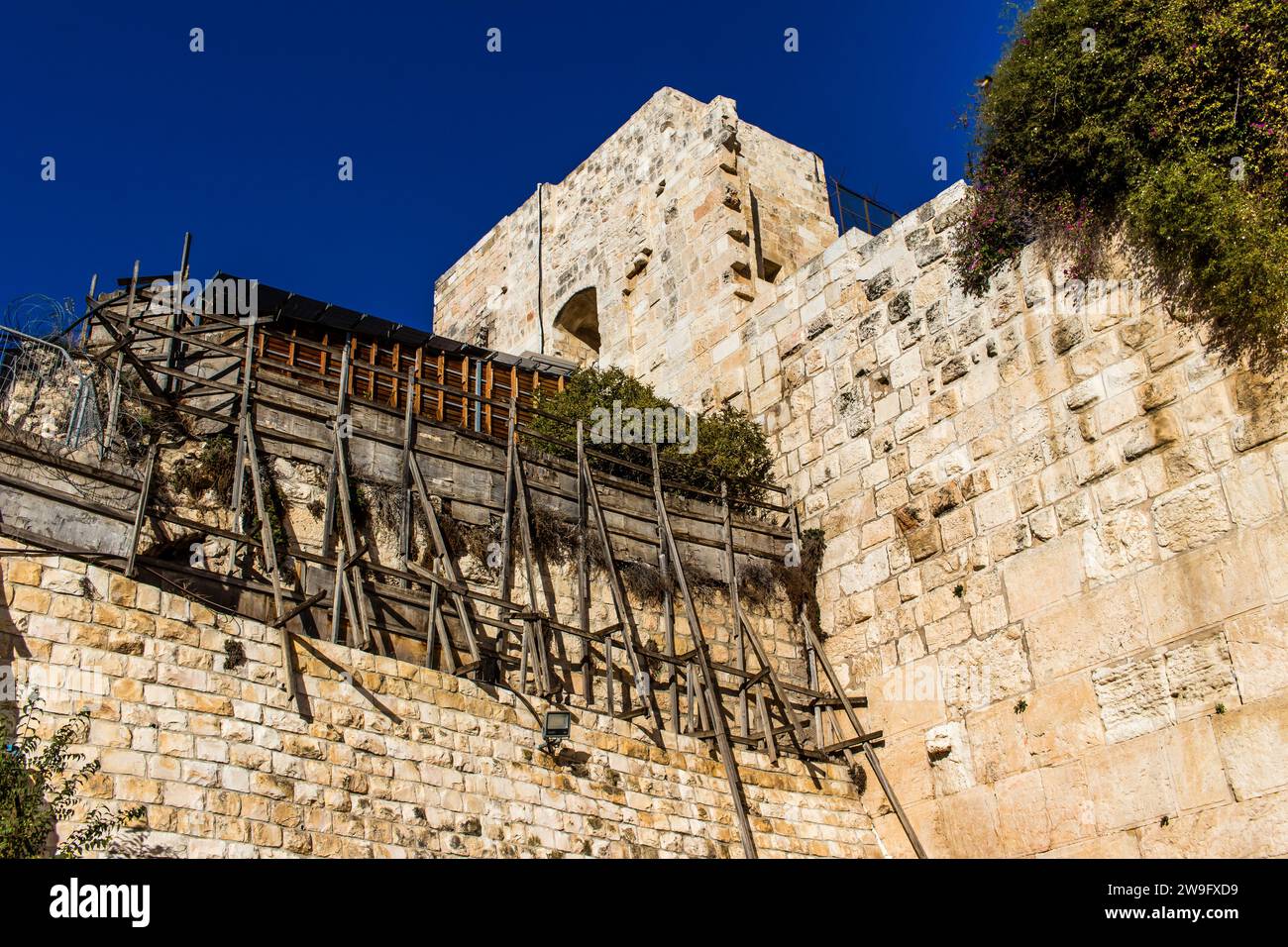 Jerusalem, Israel – December 27, 2023 Excavations adjacent to Robinson ...