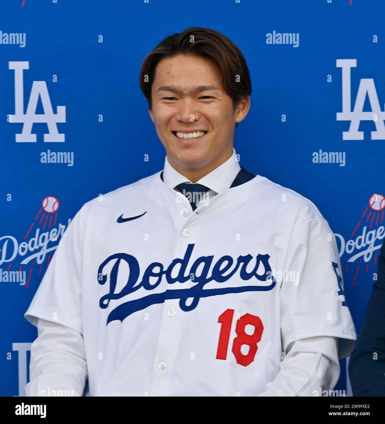 Los Angeles, United States. 27th Dec, 2023. Newly signed Yoshinobu ...
