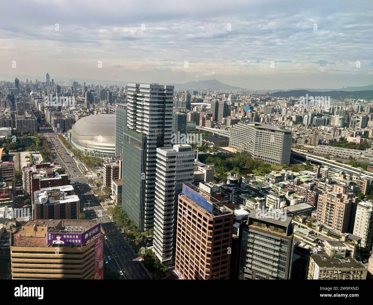 Aerial view of the Xinyi district of Taipei City in Taiwan. The Taipei ...