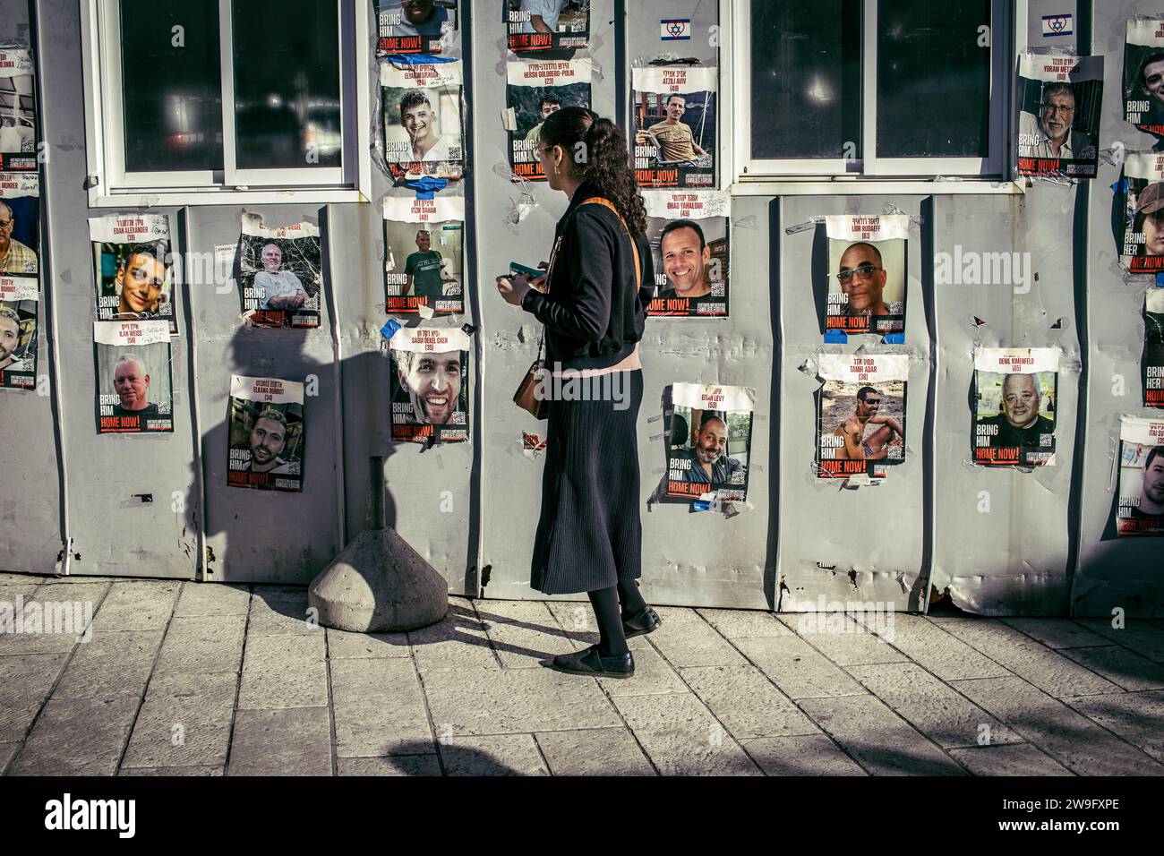 At the entry of the Western Wall in the old city of Jerusalem, posters ...