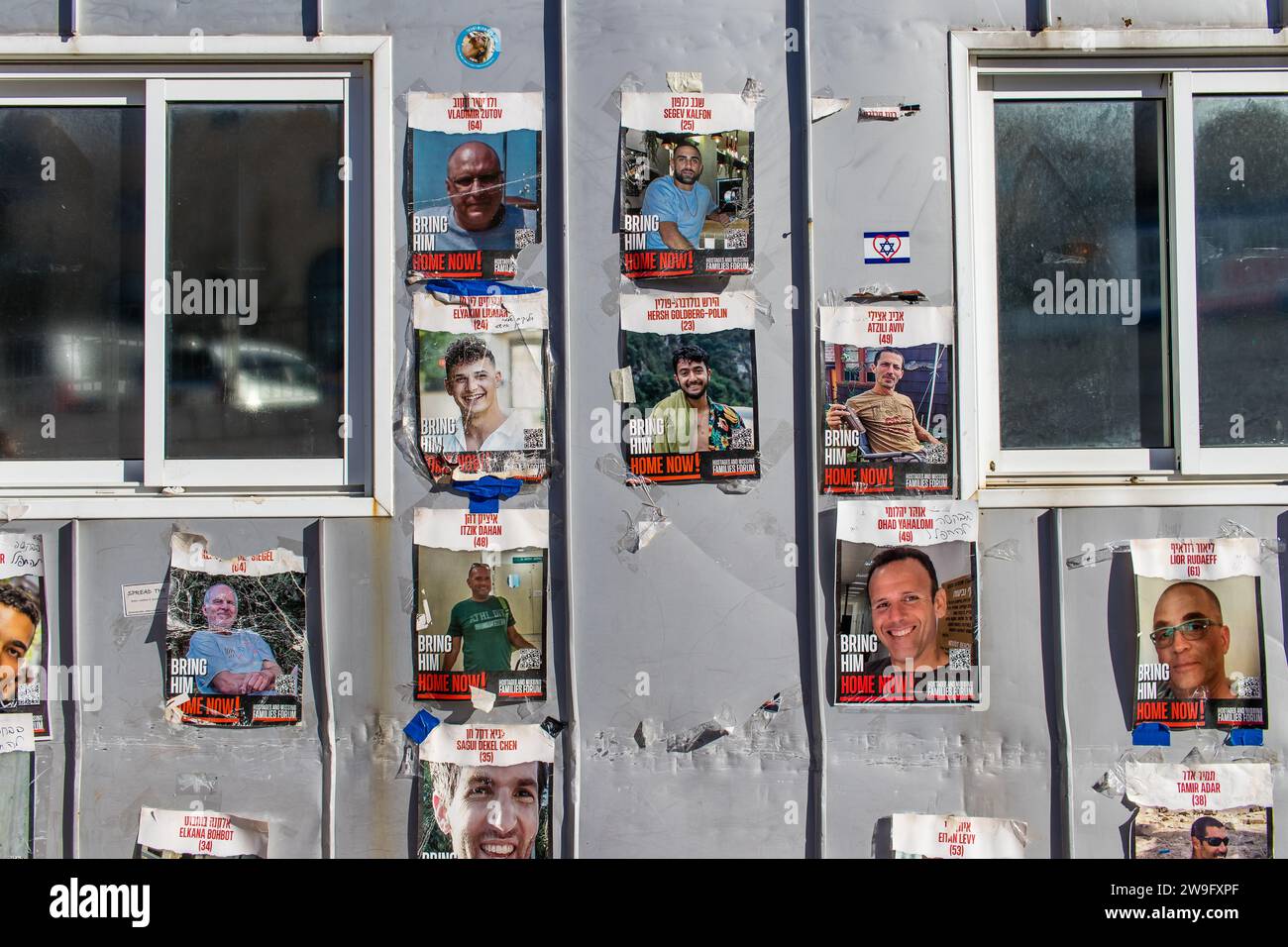 At the entry of the Western Wall in the old city of Jerusalem, posters ...