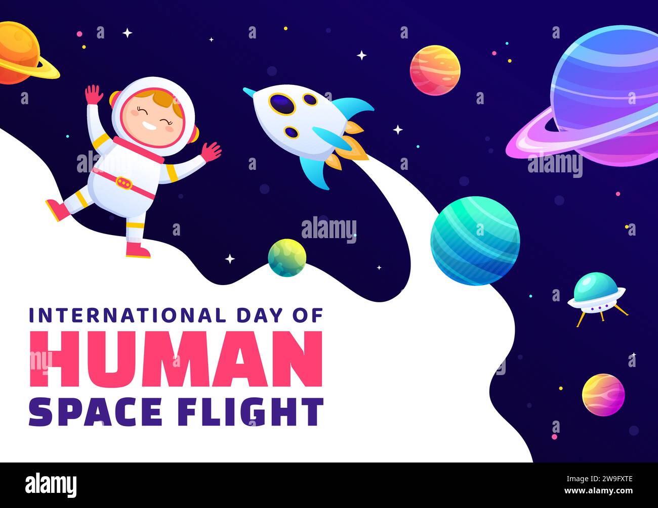 International Day of Human Space Flight Vector Illustration on 12 April ...