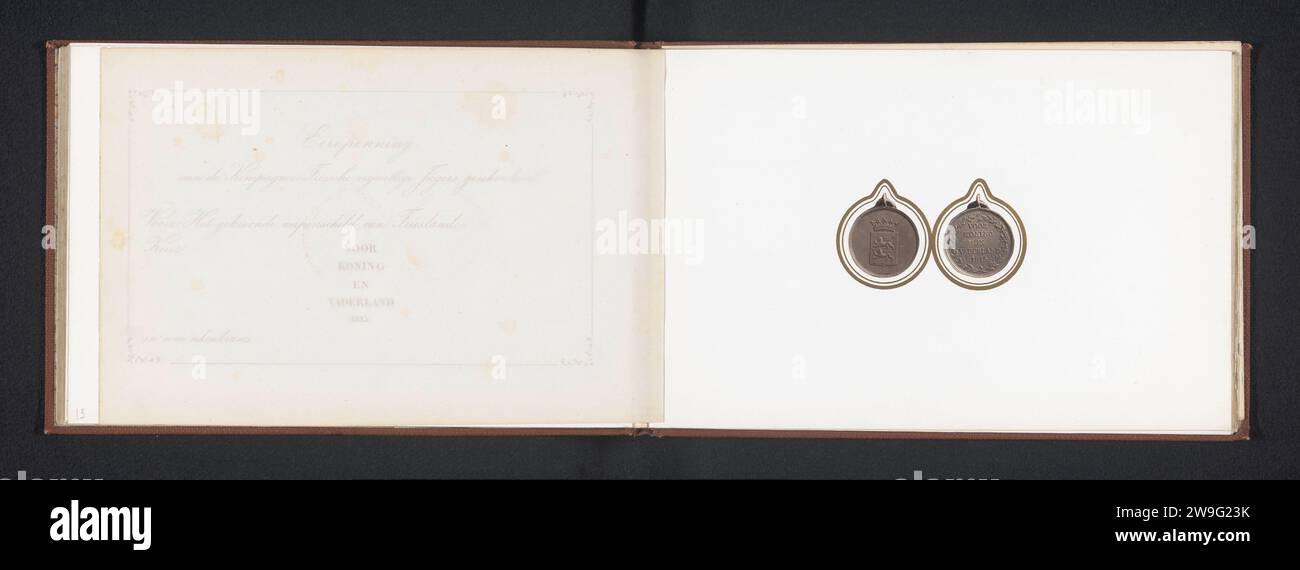 Two images of an honorary medal for the Frisian voluntary hunters at ...