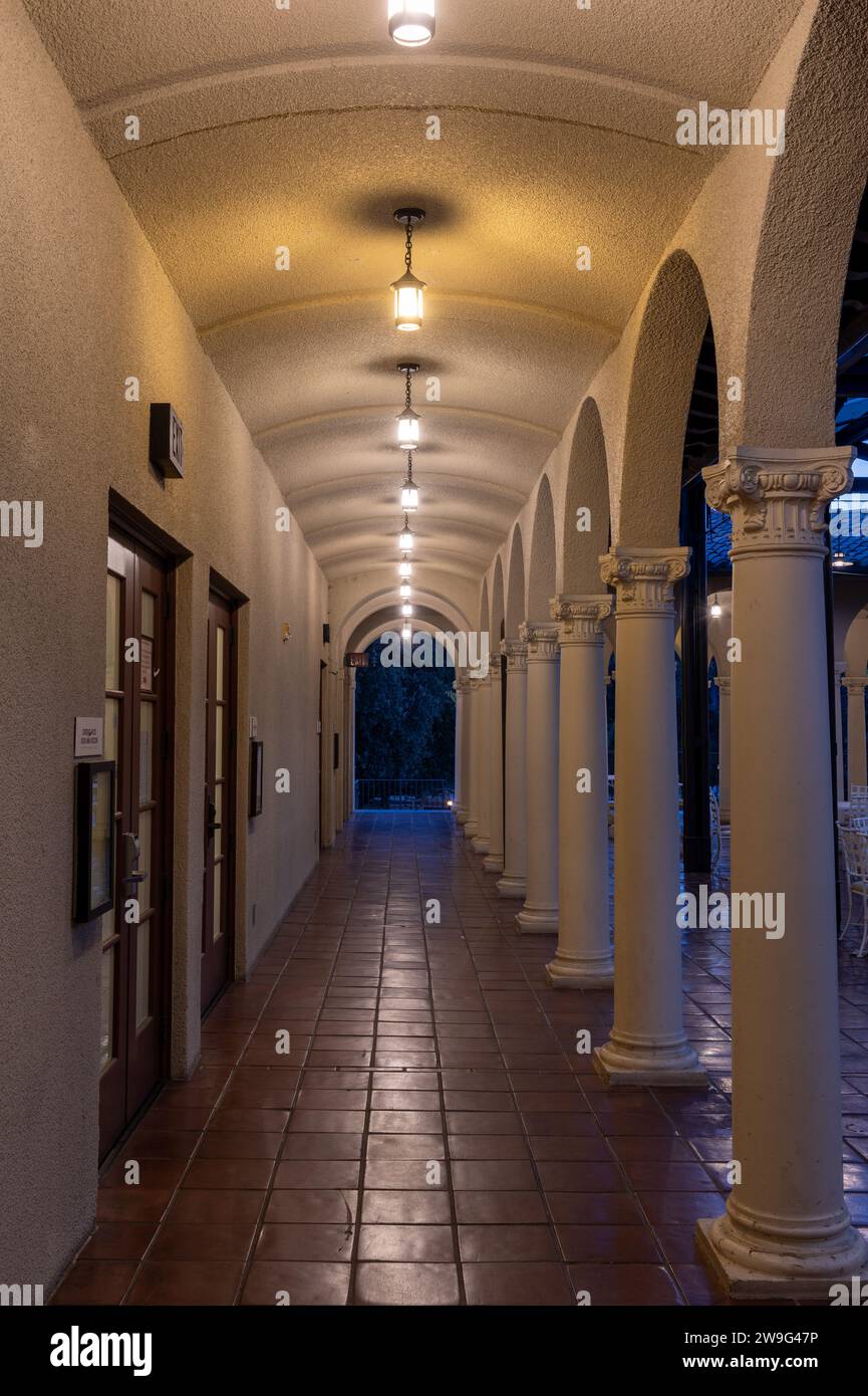 Spanish style exterior corridor Stock Photo - Alamy