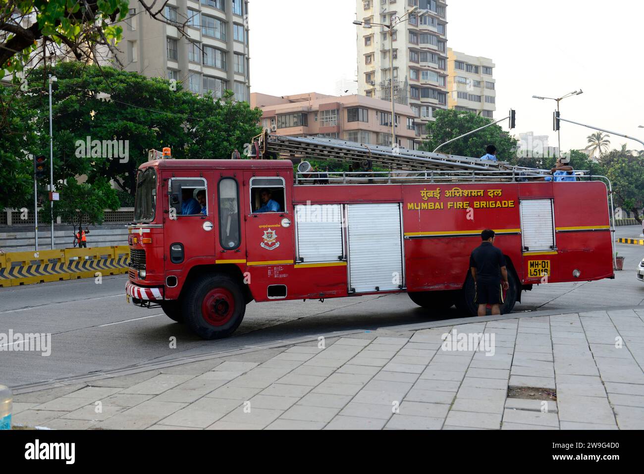 A Mumbai Fire Brigade engine in Worli, Mumbai, India Stock Photo - Alamy