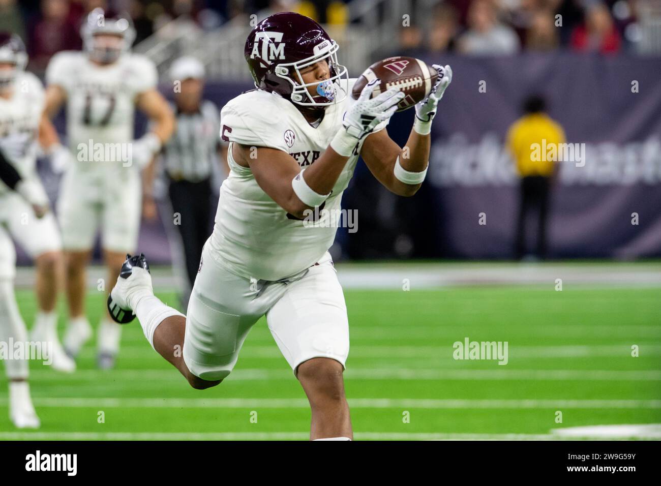 Houston, TX, USA. 27th Dec, 2023. Texas A&M Aggies tight end Jaden ...