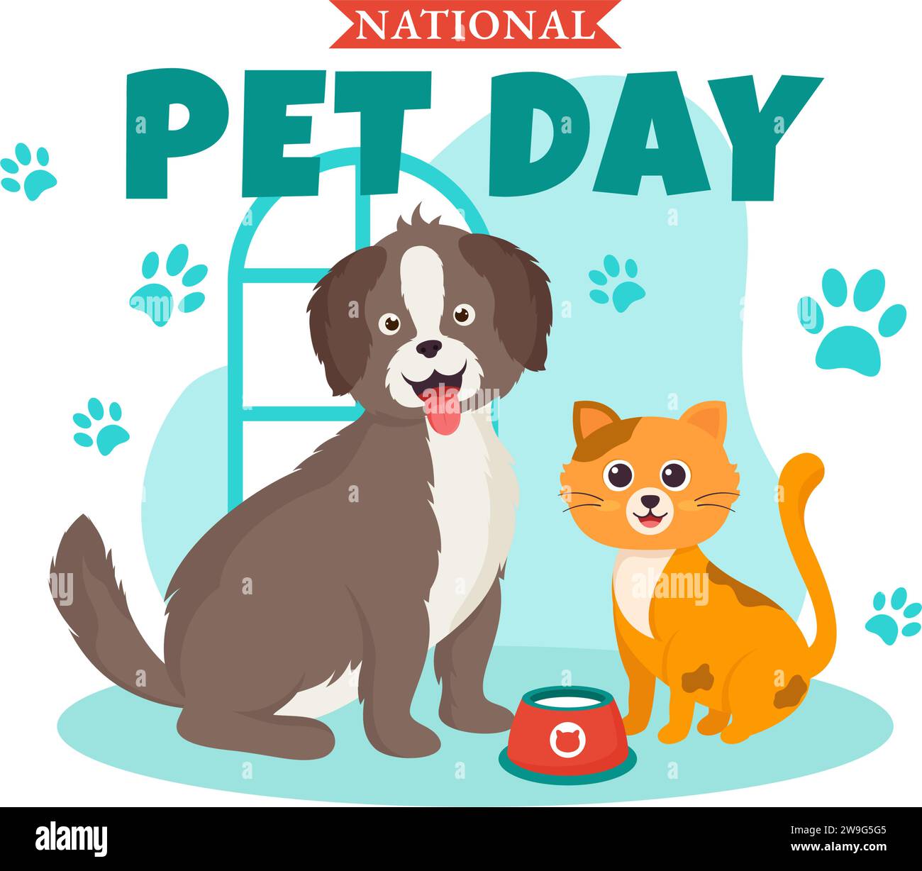 National Pet Day Vector Illustration on April 11 with Cute Pets of Cats ...