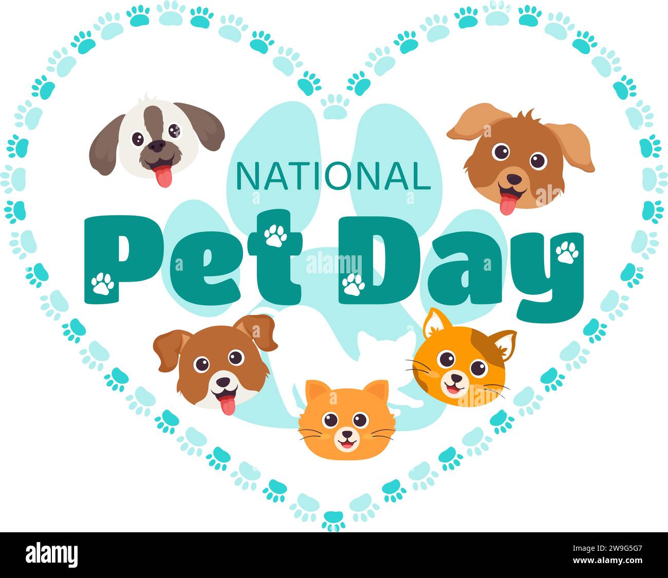 National Pet Day Vector Illustration on April 11 with Cute Pets of Cats ...