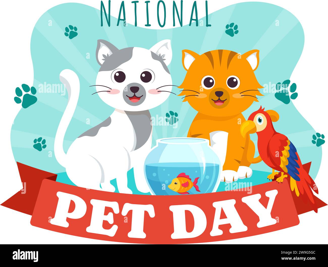 National Pet Day Vector Illustration on April 11 with Cute Pets of Cats ...