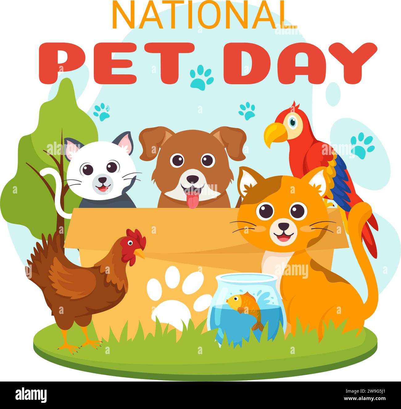 National Pet Day Vector Illustration on April 11 with Cute Pets of Cats ...