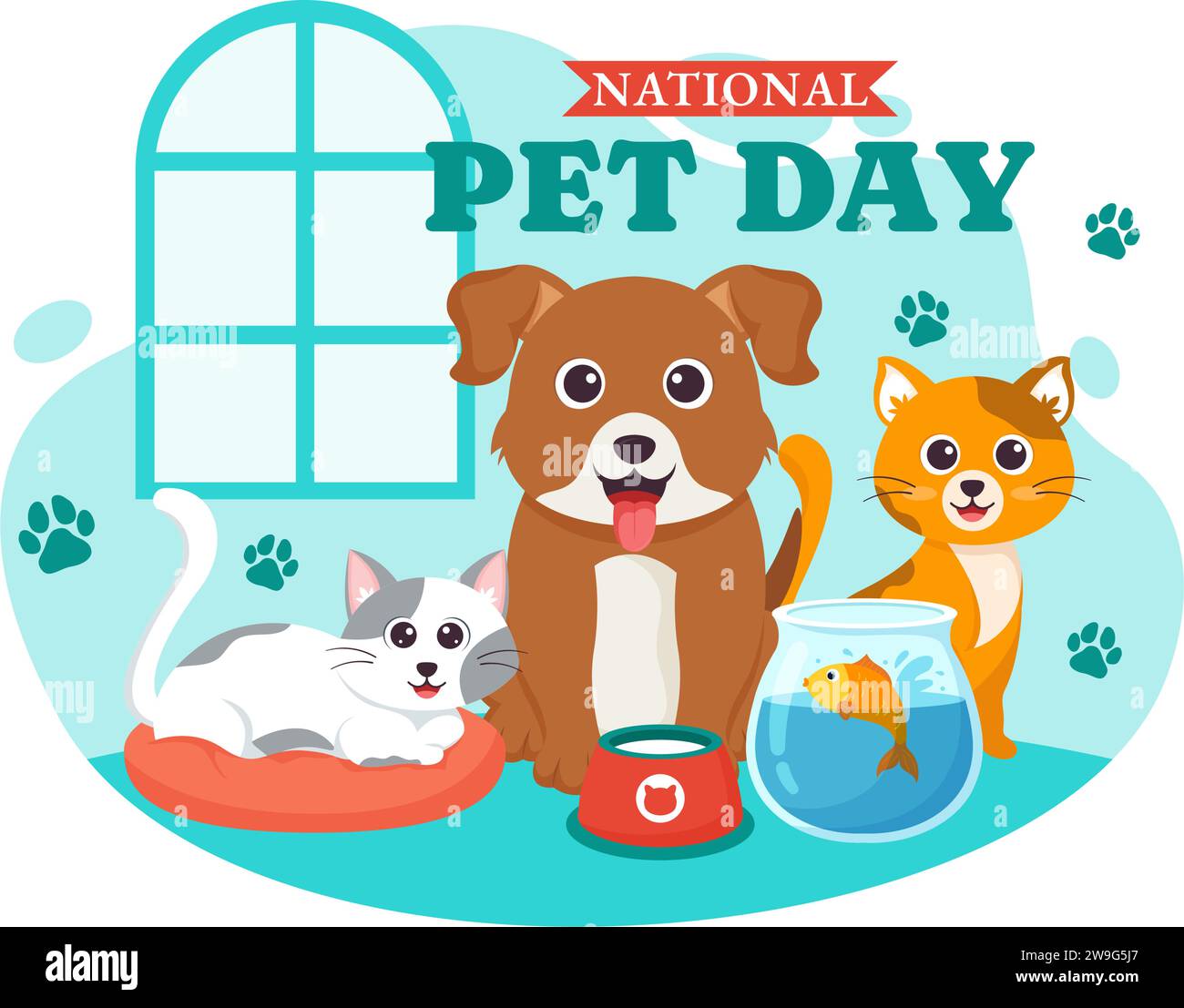 National Pet Day Vector Illustration on April 11 with Cute Pets of Cats ...