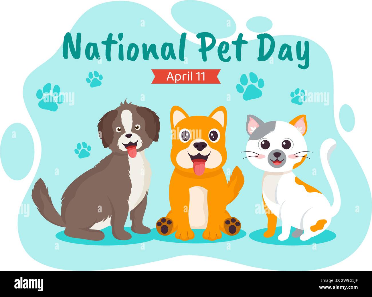 National Pet Day Vector Illustration on April 11 with Cute Pets of Cats ...