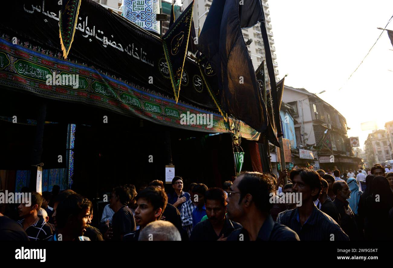 Religious processions during the Muharam Shia Muslim festival near the ...