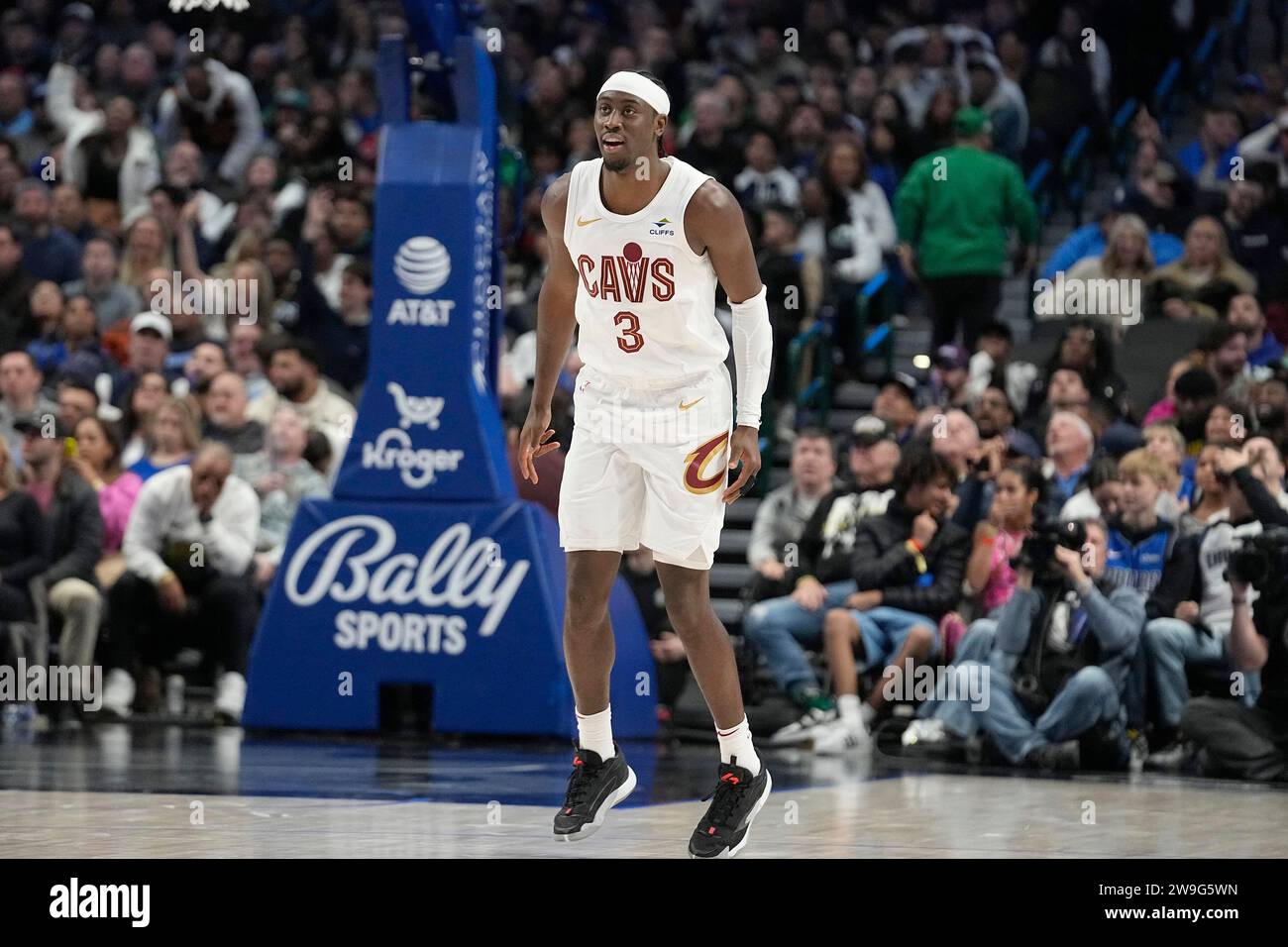 Cleveland Cavaliers guard Caris LeVert reacts to scoring a basket ...