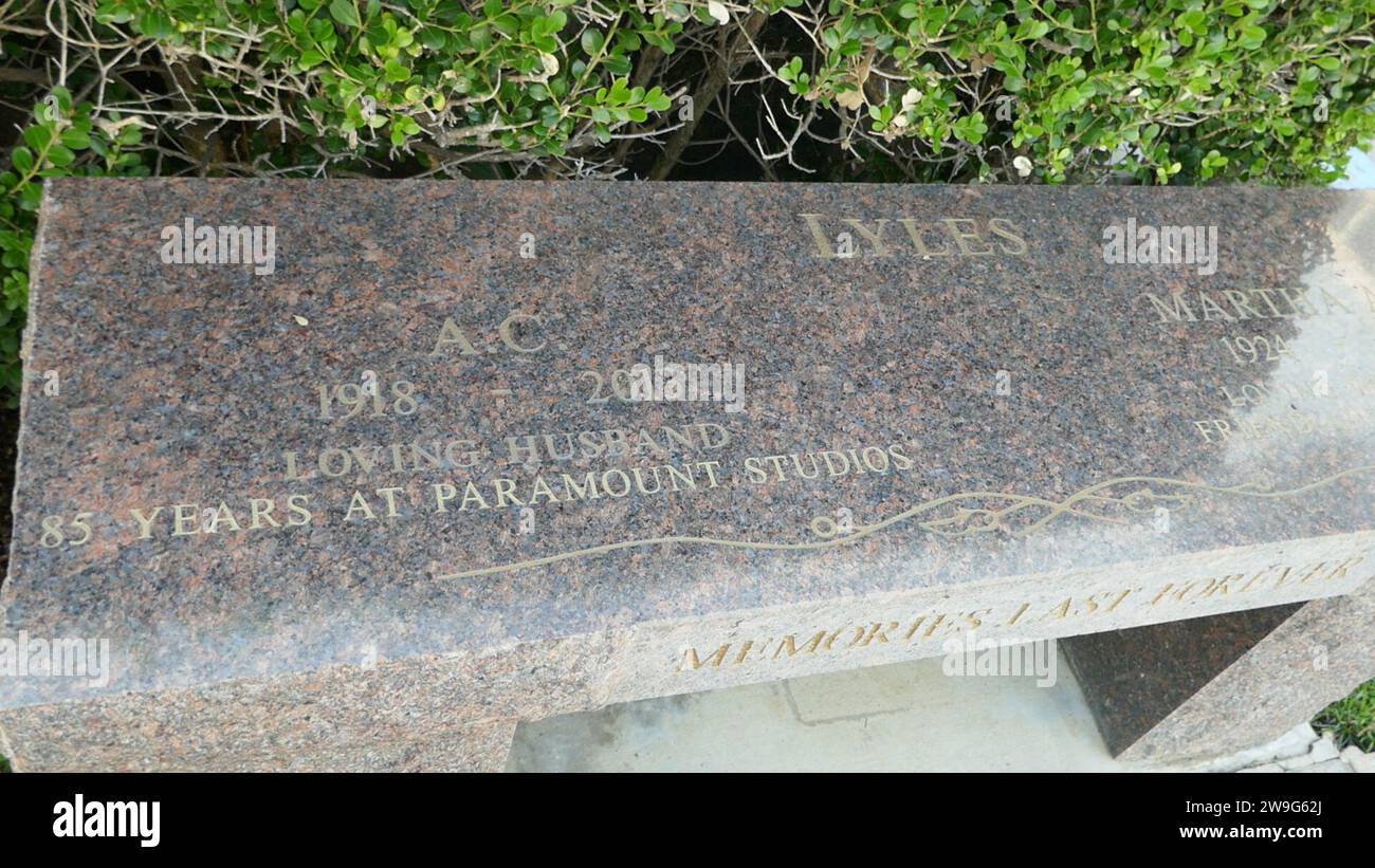 Los Angeles, California, USA 27th December 2023 Producer A.C. Lyles Grave Bench at Pierce ...