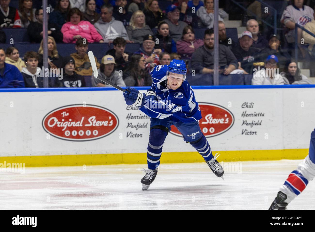 Rochester, New York, USA. 27th Dec, 2023. Syracuse Crunch forward Joe ...