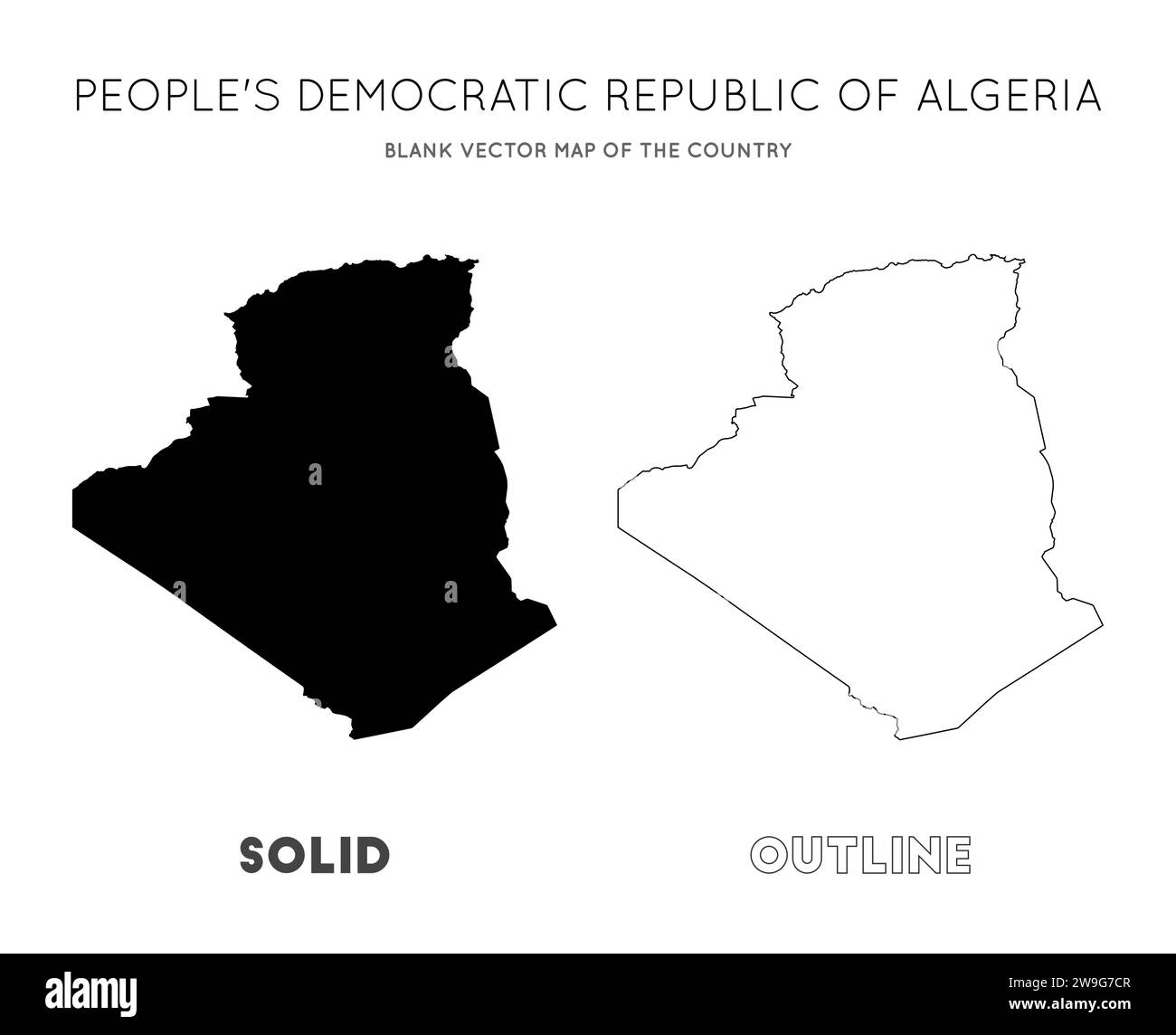 Algeria map. Blank vector map of the Country. Borders of Algeria for ...