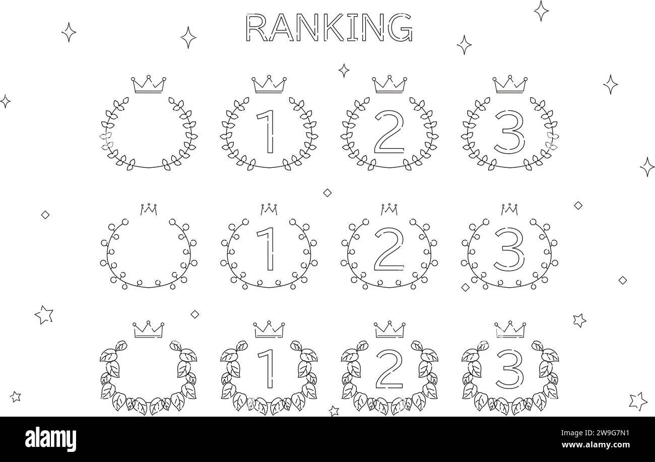 Plant leaf style simple line drawing ranking icon set, Vector ...