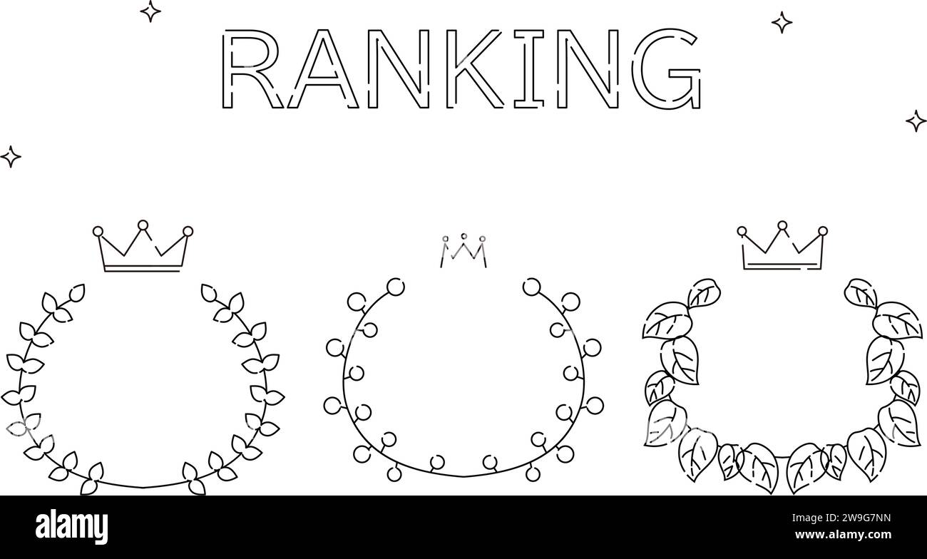 Plant leaf style simple line drawing ranking icon set, Vector ...