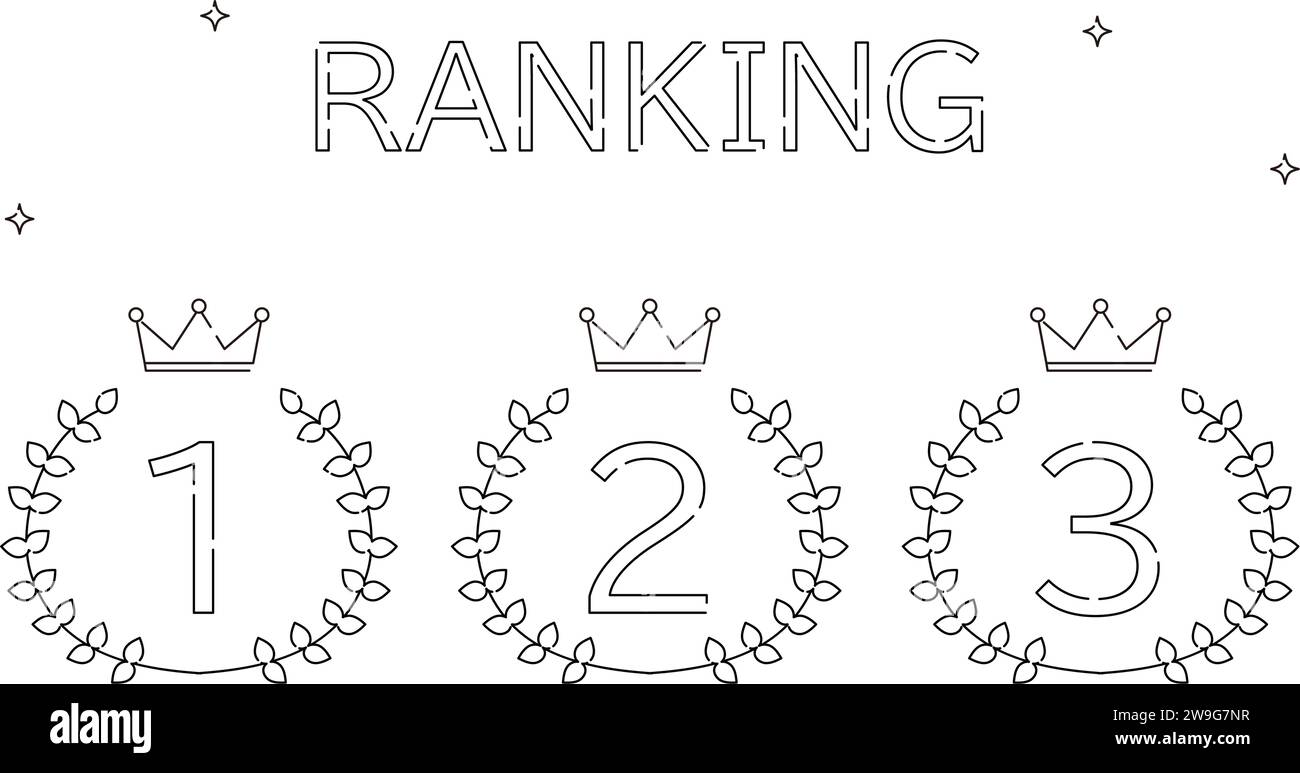 Plant leaf style simple line drawing ranking icon set, Vector ...