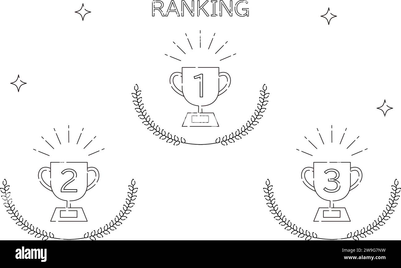 Simple trophy and laurel ranking icon set, 1st-3rd place, Vector ...