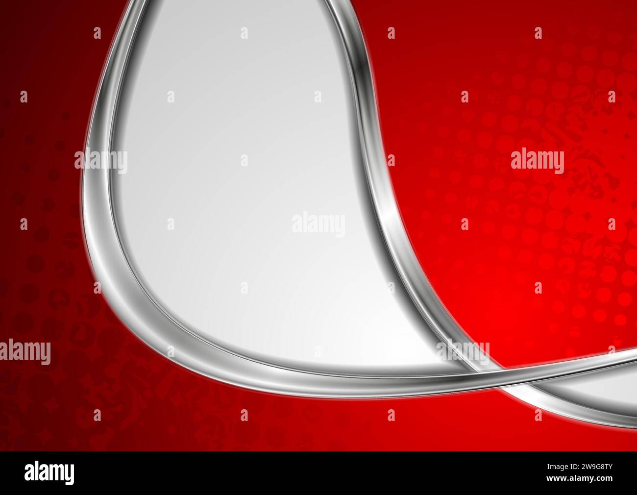 Red and grey grunge halftones background with silver metallic waves ...