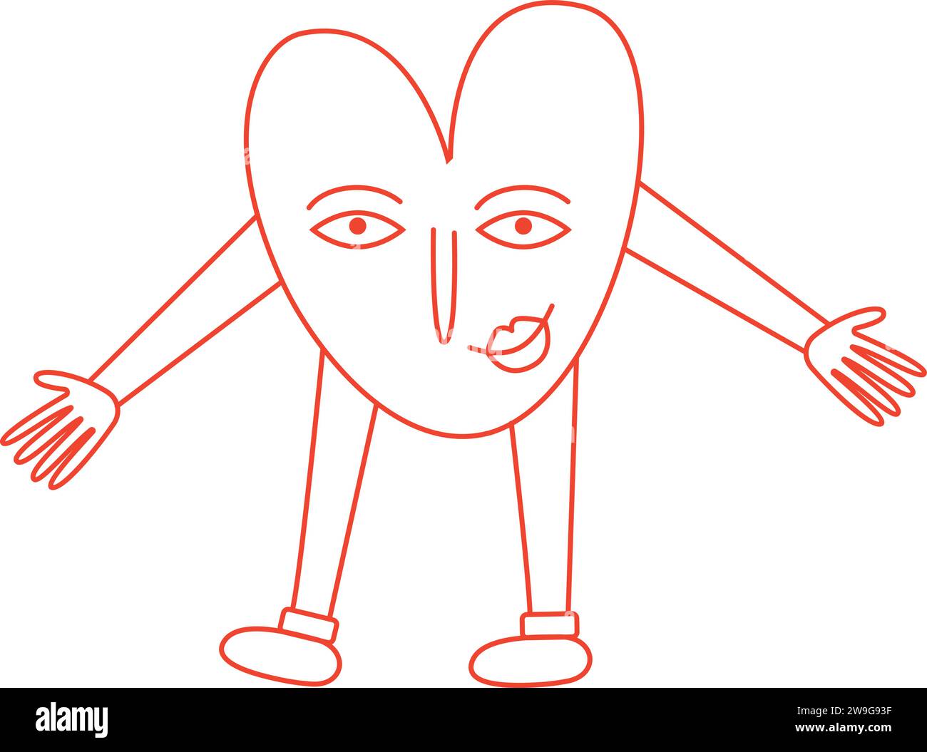 Red retro bright groovy heart, illustration of playful love hearts for ...