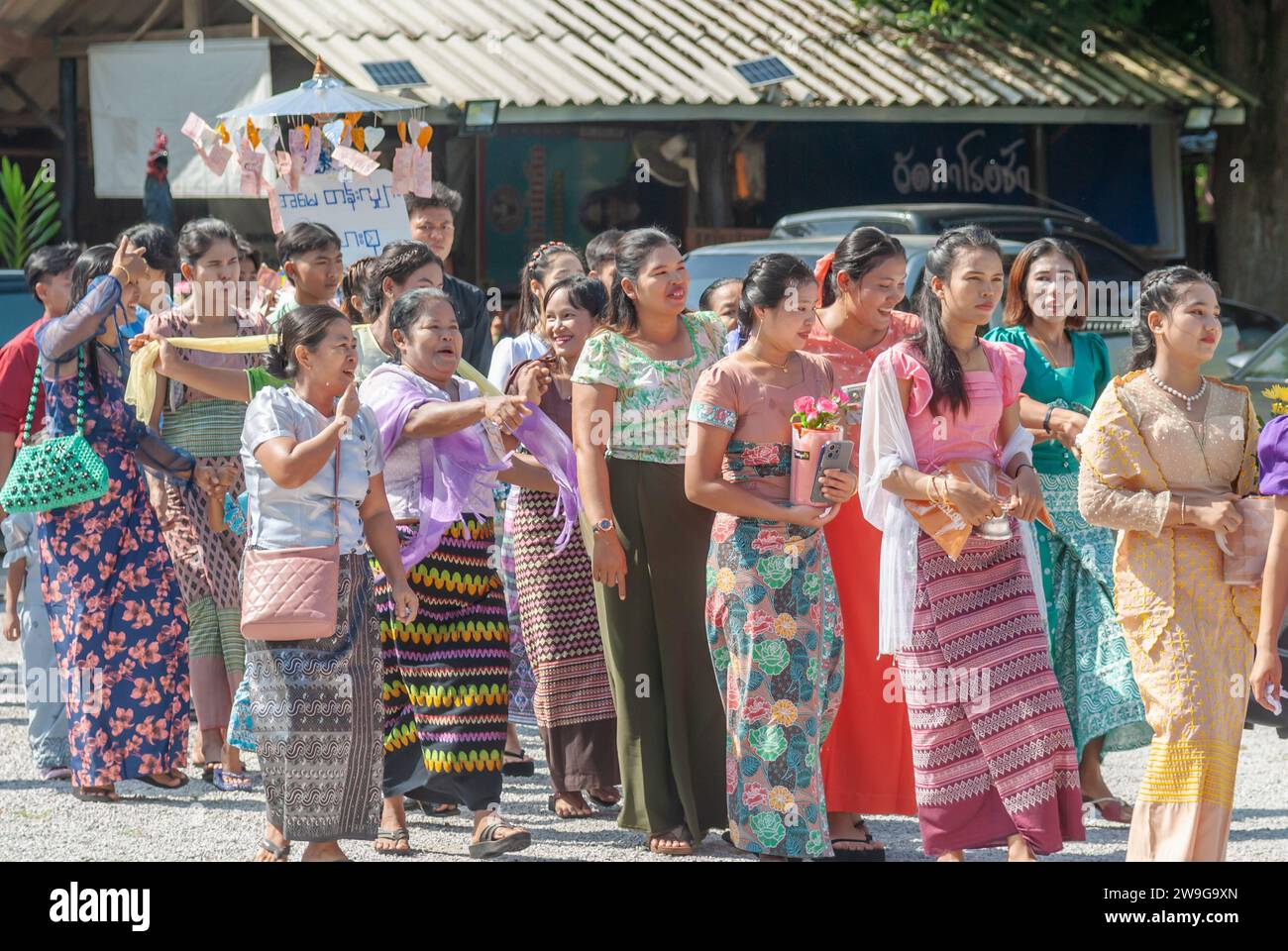 SURATTANI, THAILAND- NOV. 06, 2023: Burmese people dress in national ...