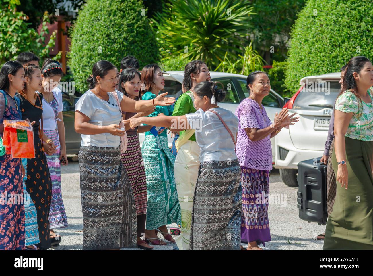 SURATTANI, THAILAND- NOV. 06, 2023: Burmese people dress in national ...