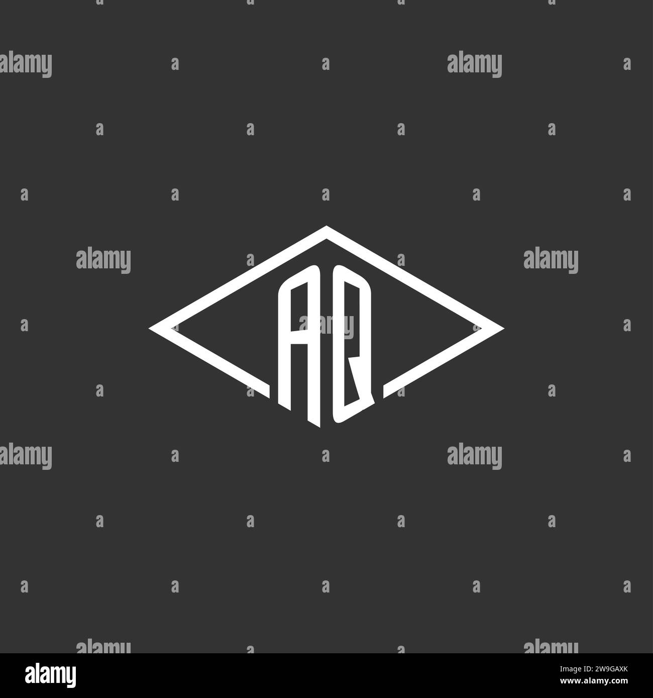Initials AQ logo monogram with simple diamond line style design vector ...