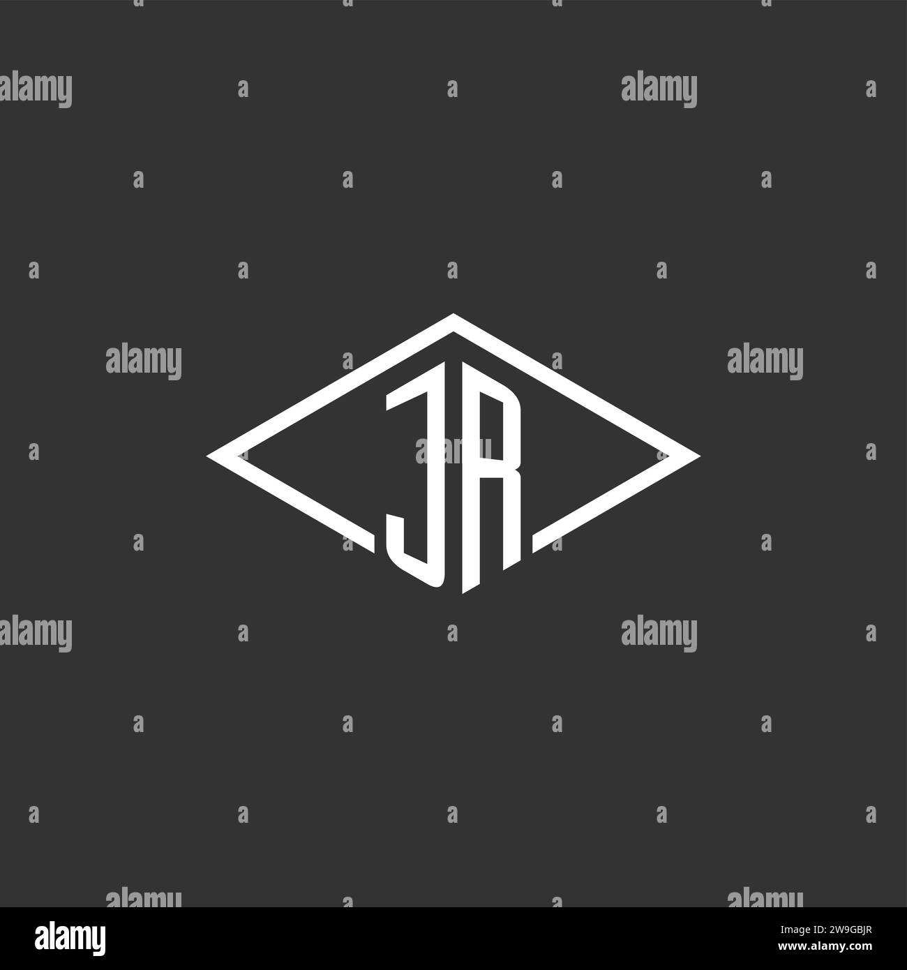 Initials JR logo monogram with simple diamond line style design vector ...