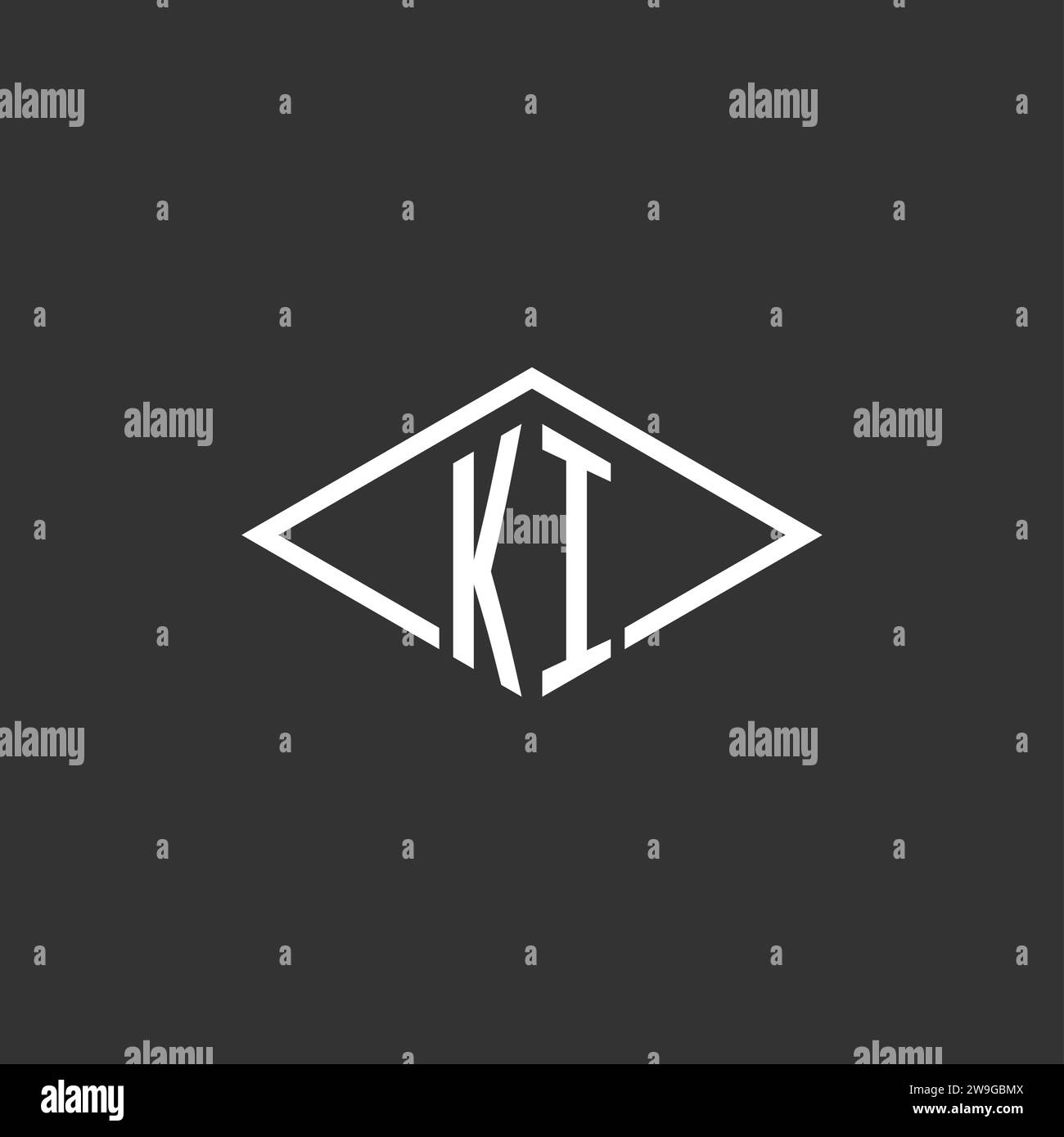 Initials KI logo monogram with simple diamond line style design vector ...