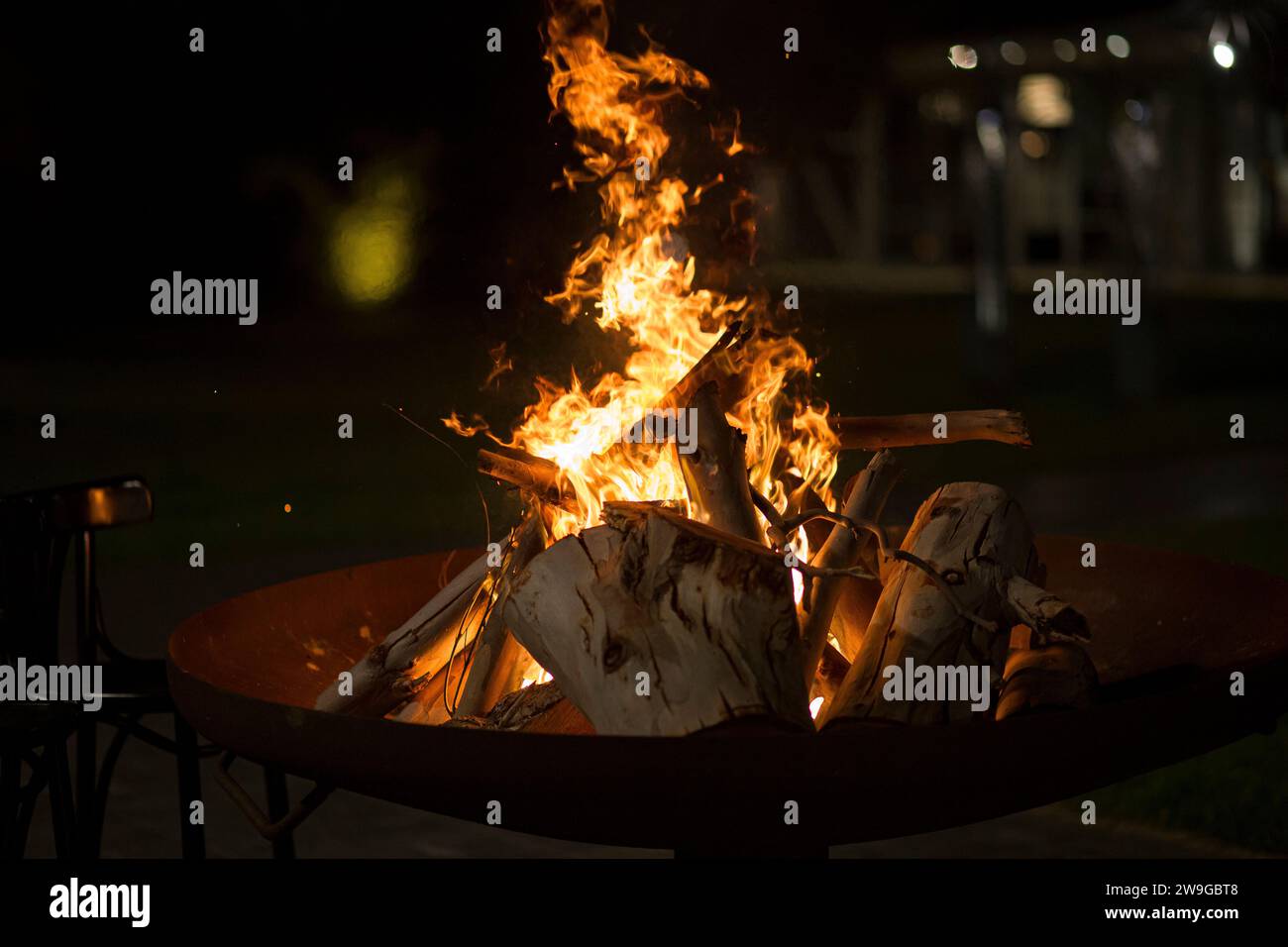 File and flame blue and orange fire in night scene. you can see the ...